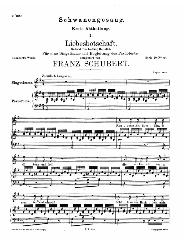 Partition Complète - Schwanengesang, D.957 (Schubert, Franz) | PDF