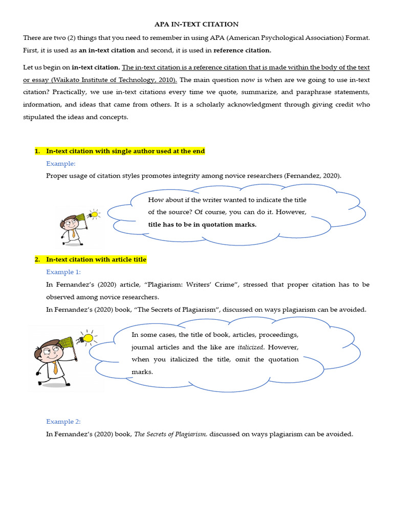 Apa in Text Citation Document | PDF | Citation | Plagiarism