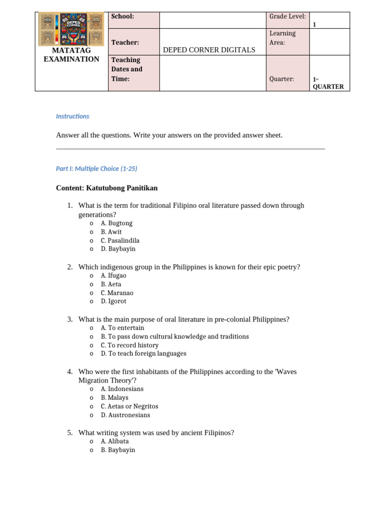 Filipino Deped Corner Digitals | PDF