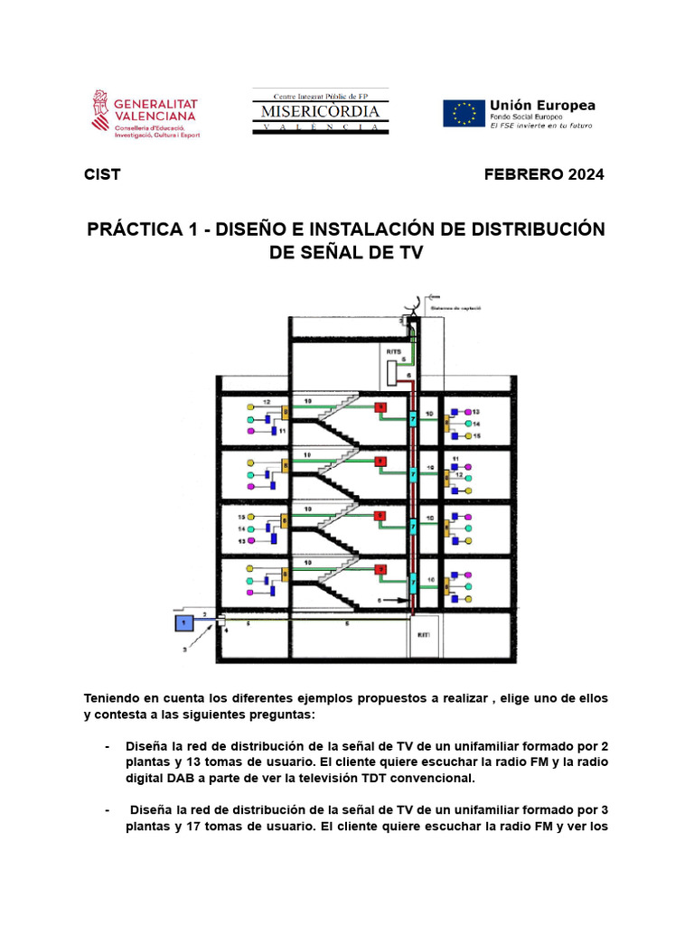 Práctica 1 - Diseño Instalación de Distribución TV (2) | PDF