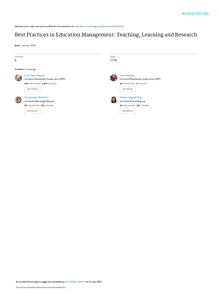 Best Practices in Education Management: Teaching, Learning and Research ...