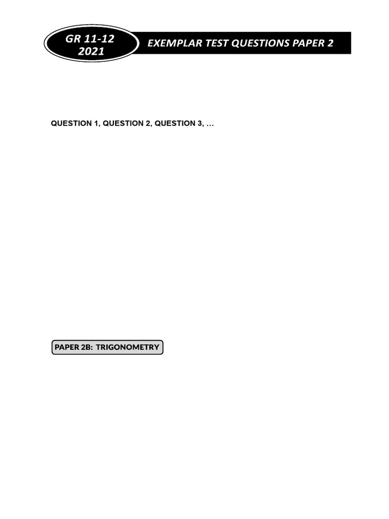 Gr 1112 Paper 2 Questions 2021 b Trigonometry | PDF