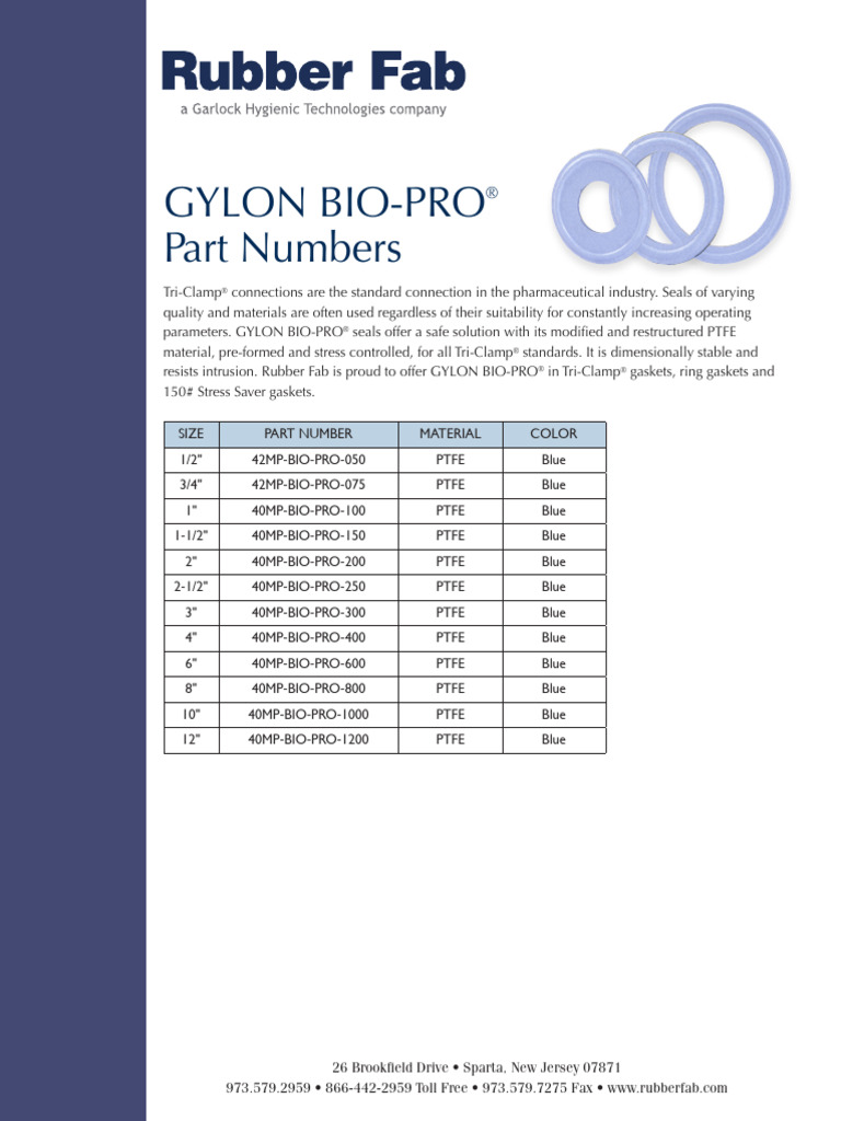 GYLON BIO PRO Part Numbers 1 | PDF