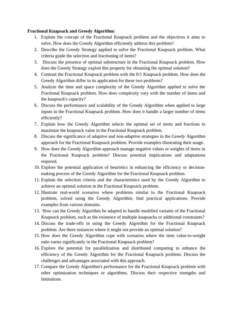 Fractional Knapsack for CS Students | PDF | Algorithms | Computer Programming