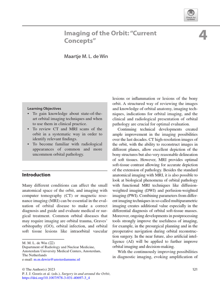 Imaging of The Orbit: "Current Concepts": Maartje M. L. de Win | PDF