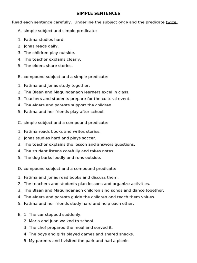 Simple Sentences | PDF