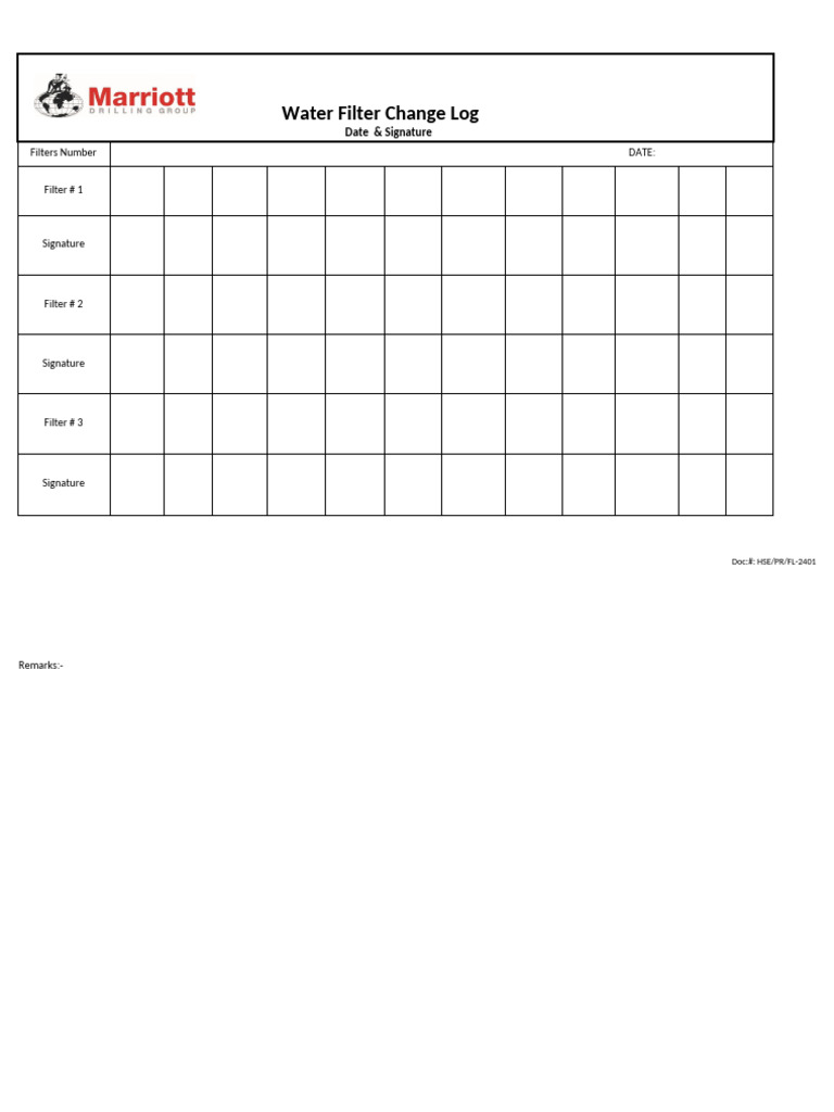 Water Filter Change Log | PDF