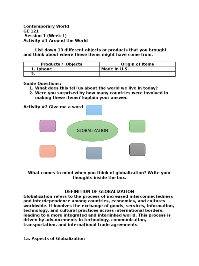 Contemporary World Module Week 1 | PDF | Politics | Globalization