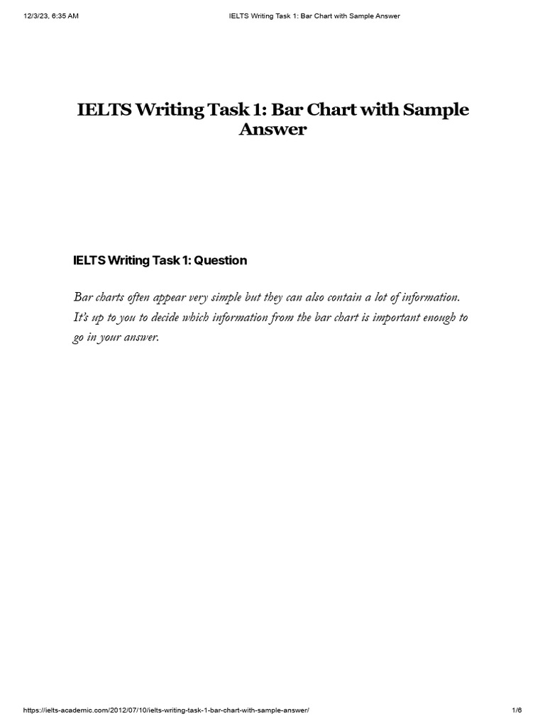 IELTS Writing Task 1 - Bar Chart With Sample Answer | PDF