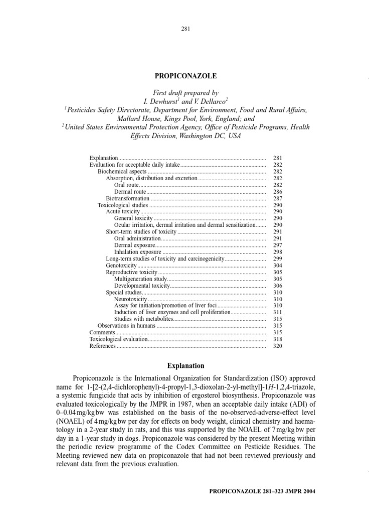 Propiconazole - JMPR 2004 | PDF