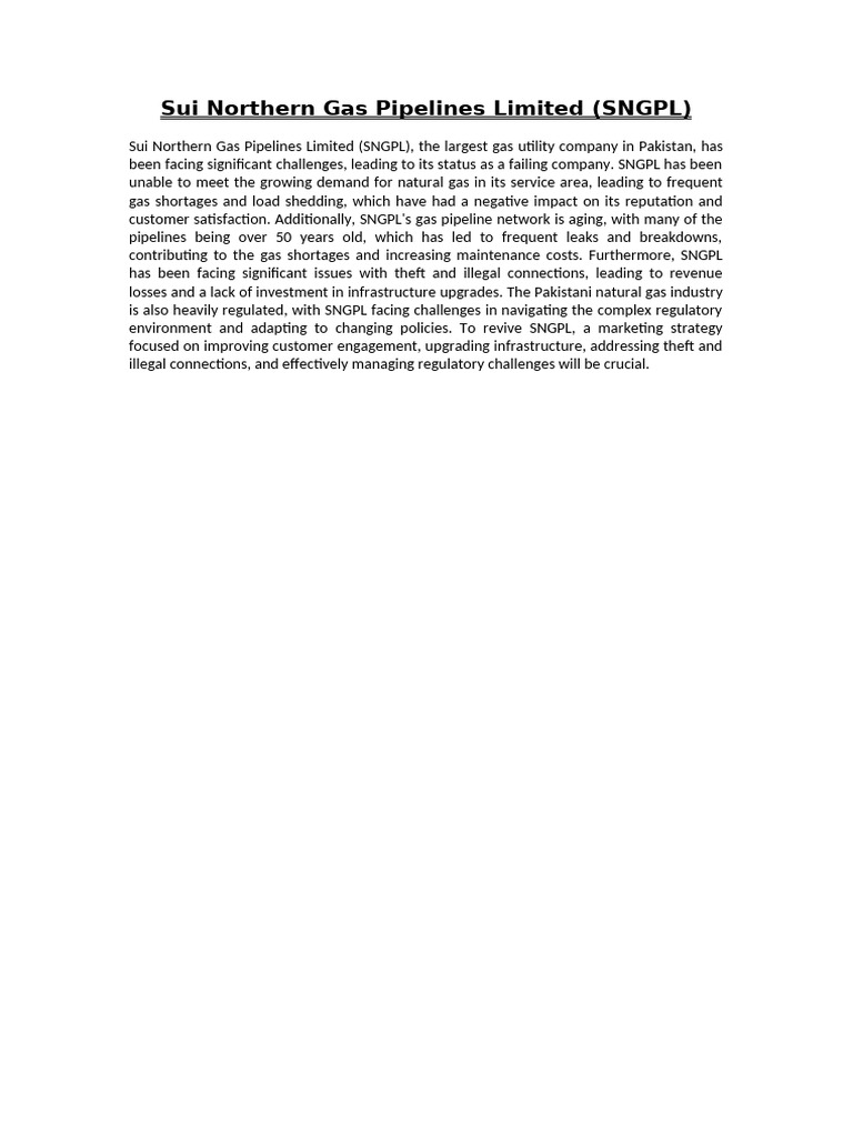 SNGPL (Case Study) | PDF