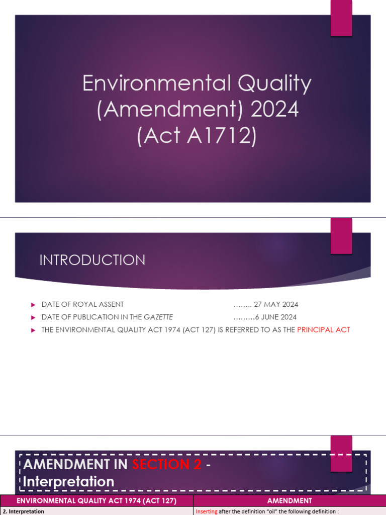 EQA 1974 Vs EQA 2024 (Amendment) | PDF | Fine (Penalty) | Oil