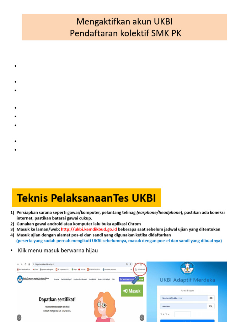 Mengaktifkan Akun UKBI Dan Teknis Pelaksanaan UKBI | PDF