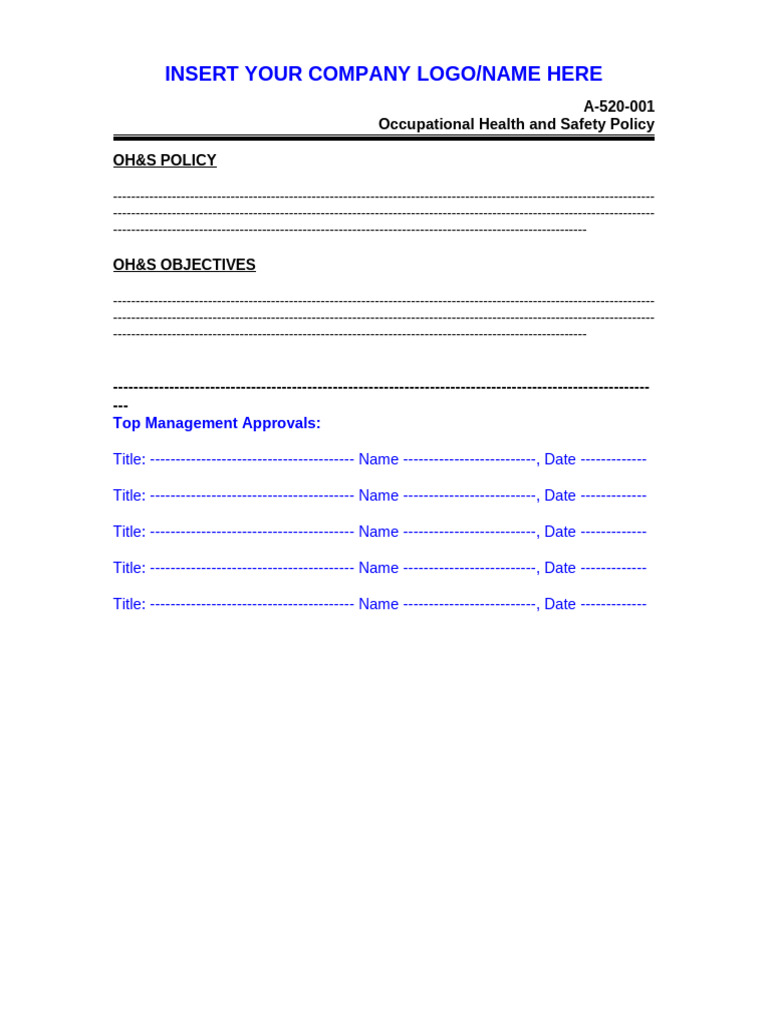 A-520-001 OHS Policy-Example | PDF