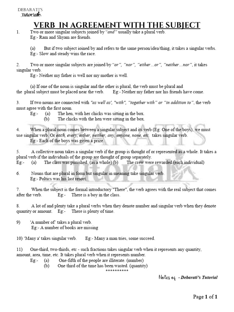 Subject - Verb Agreement Rules NEW | PDF