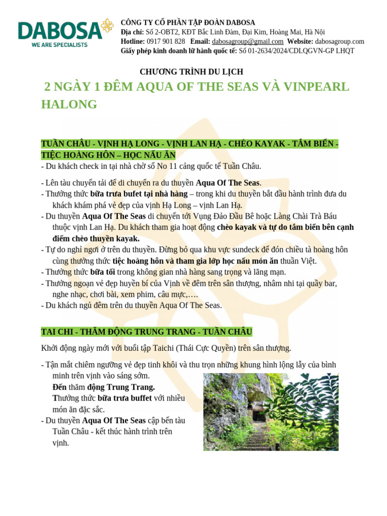 3 Ngày 2 Đêm NG Tàu Và Vinpearl C.TH y | PDF
