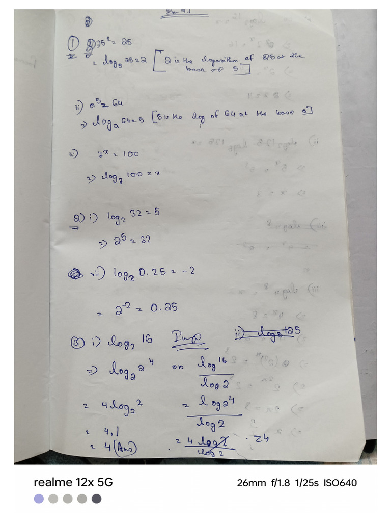 Logarithm Ex 9.1 | PDF