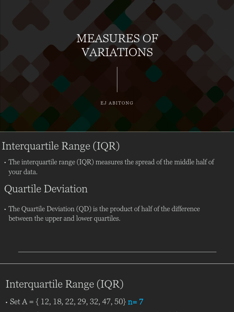 Topic 8 - Measures of Variations | PDF | Quartile | Descriptive Statistics