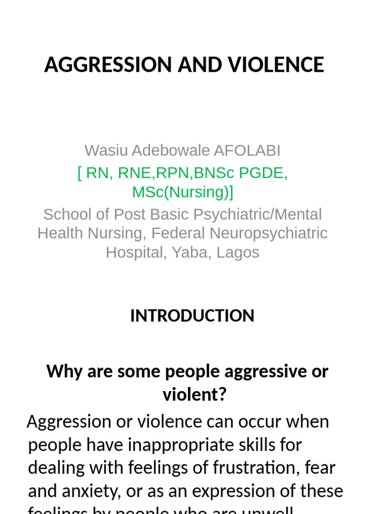 Understanding Aggression and Violence | PDF | Aggression | Mental Disorder