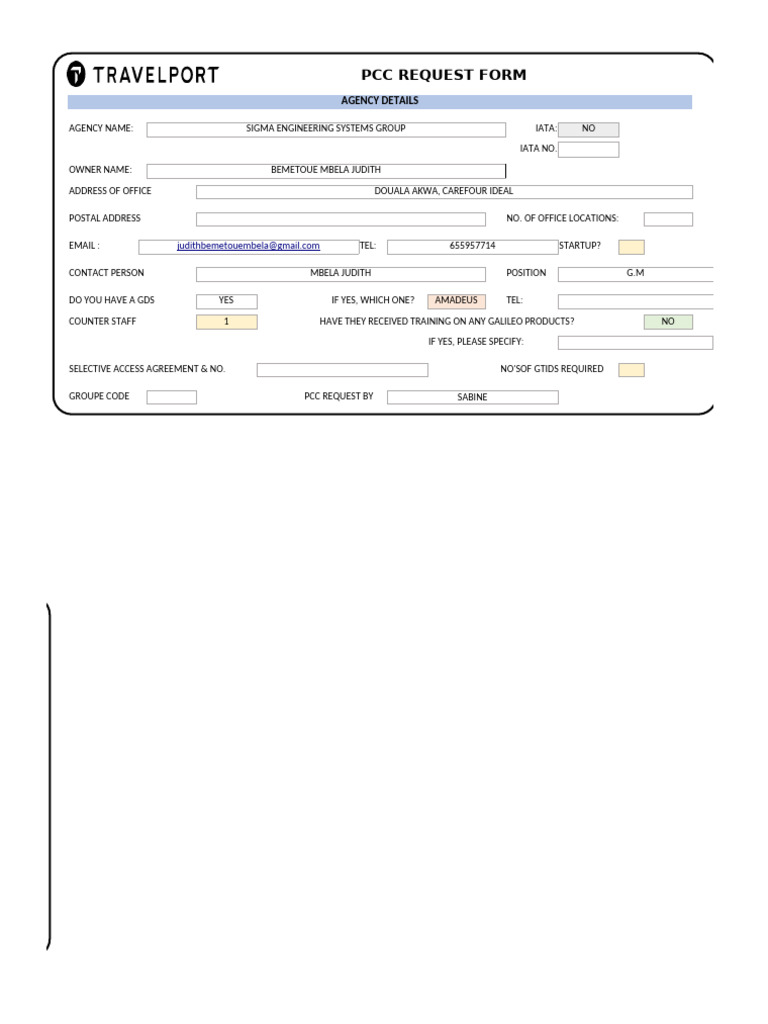 Pcc request form of SIGMA ENGINEERING | PDF