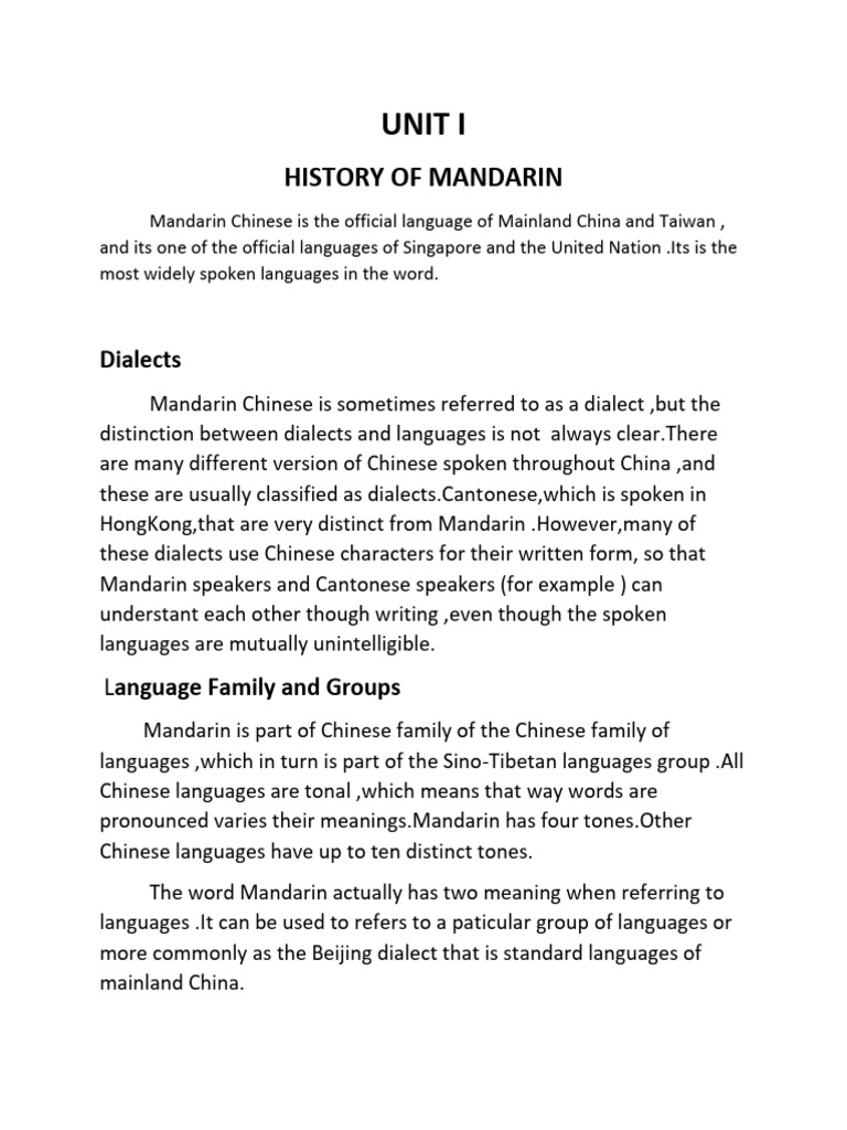 History of Mandarin | PDF