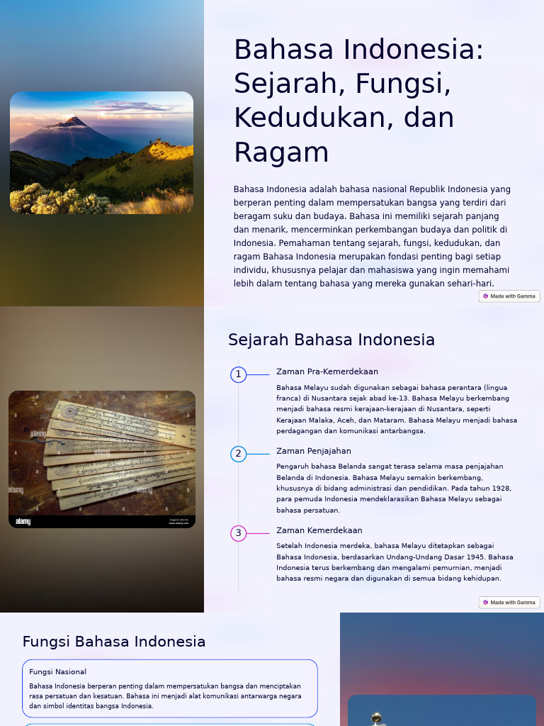 Bahasa Indonesia Sejarah Fungsi Kedudukan Dan Ragam | PDF