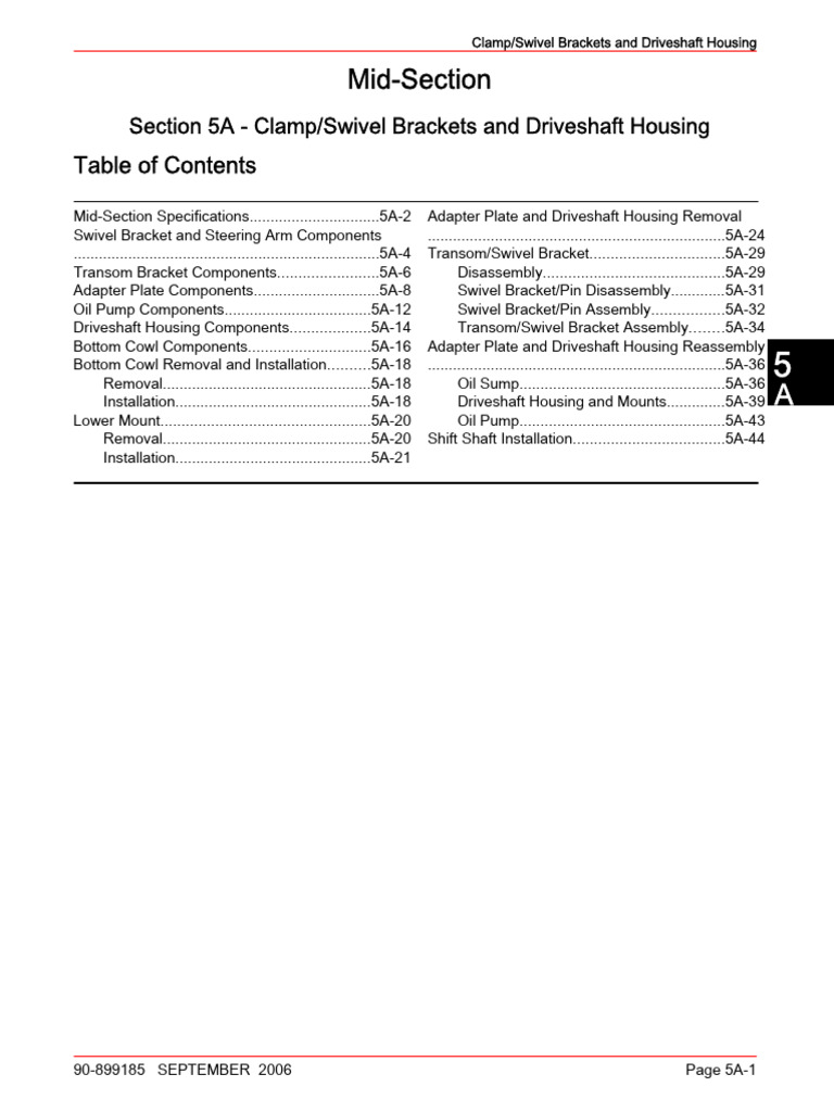 Mid-Section: Section 5A - Clamp/Swivel Brackets and Driveshaft Housing | PDF