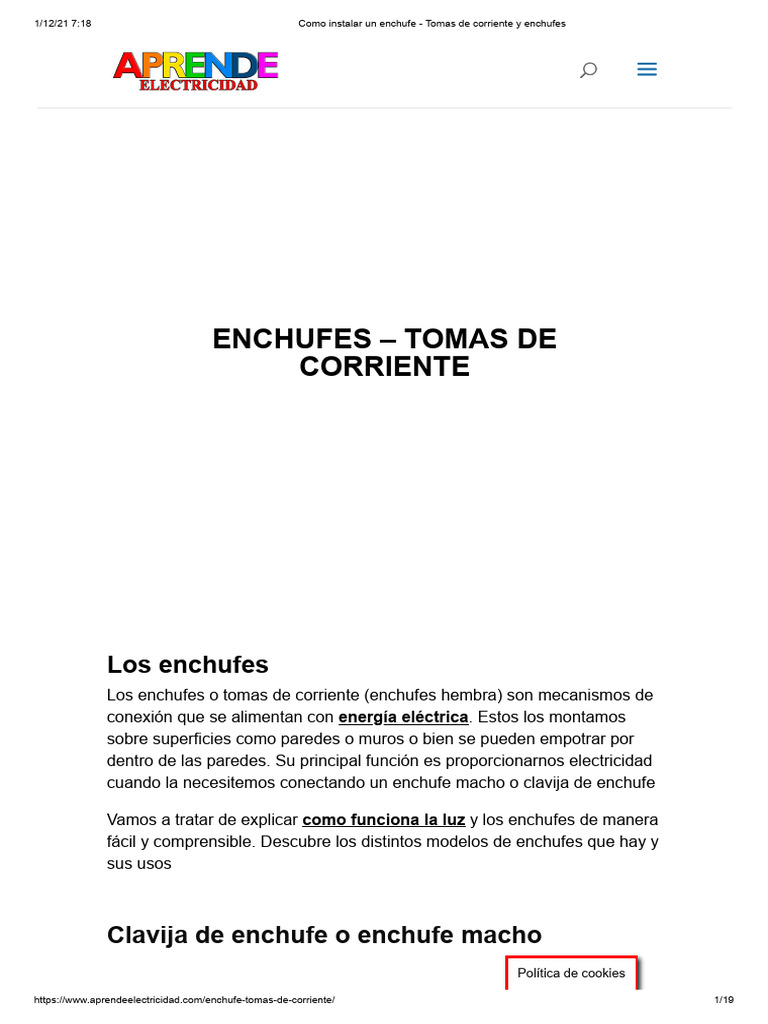 Como Instalar Un Enchufe - Tomas de Corriente y Enchufes | PDF
