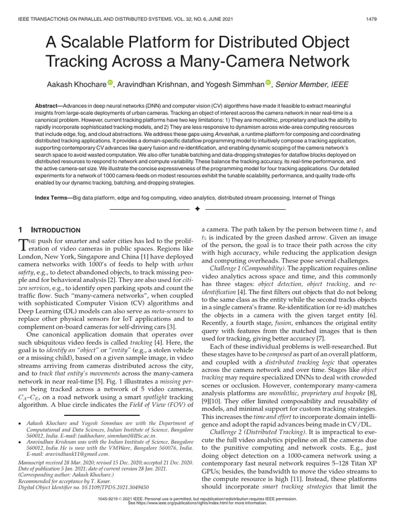 A Scalable Platform For Distributed Object Tracking Across A Many-Camera Network | PDF | Deep ...