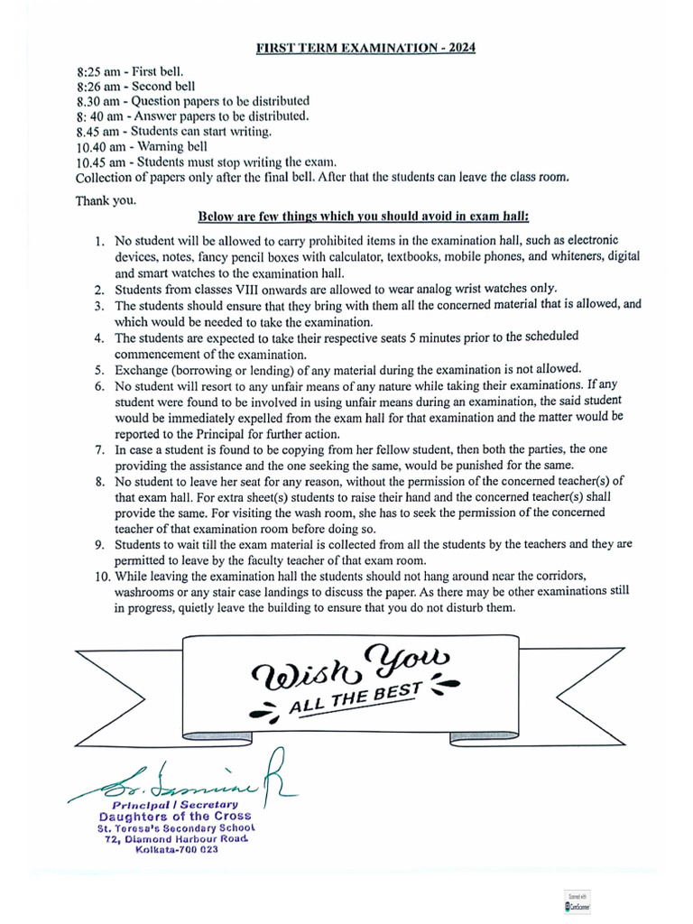 First Term Examination 2024 (Students) | PDF