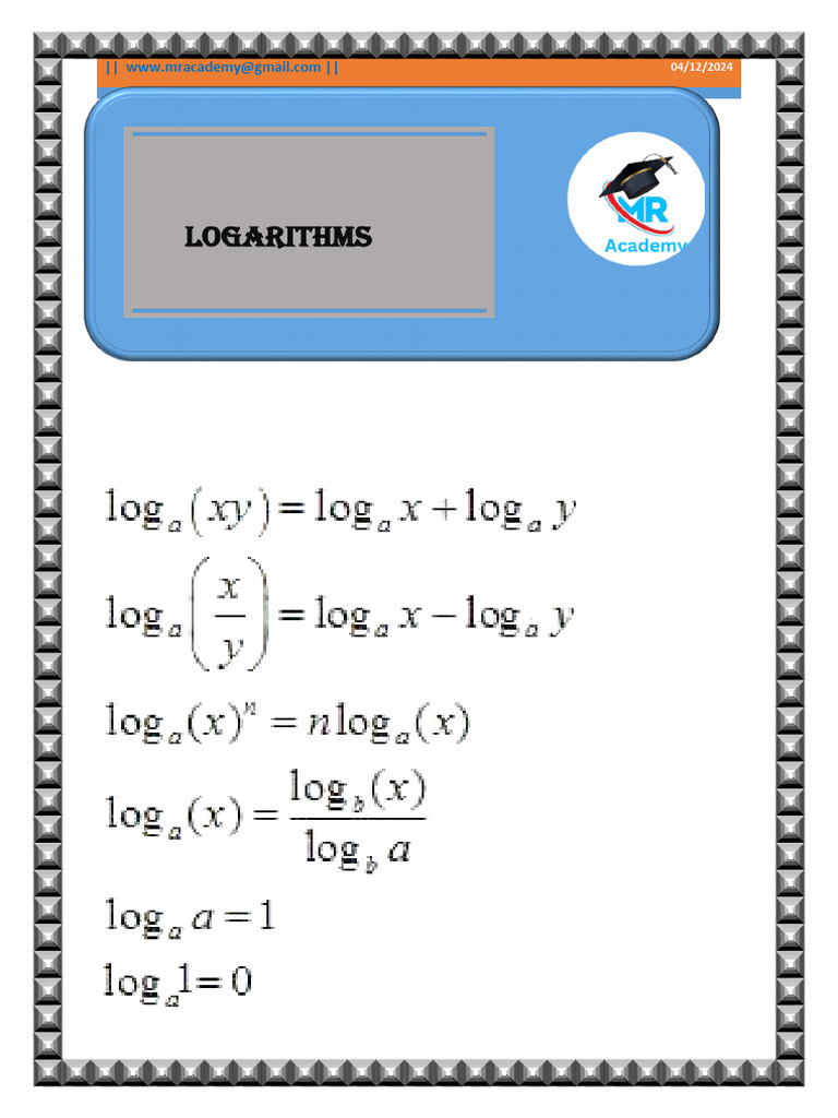 Logarithms-1 | PDF
