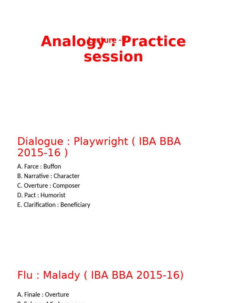 Analogy Practice 5 | PDF