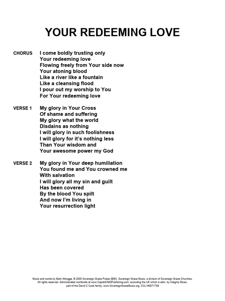 Your Redeeming Love Lyrics | PDF