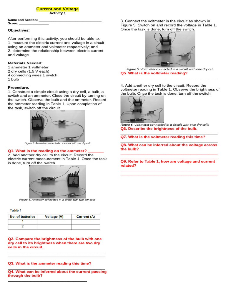 Current and Voltage Activity | PDF | Voltage | Science & Mathematics