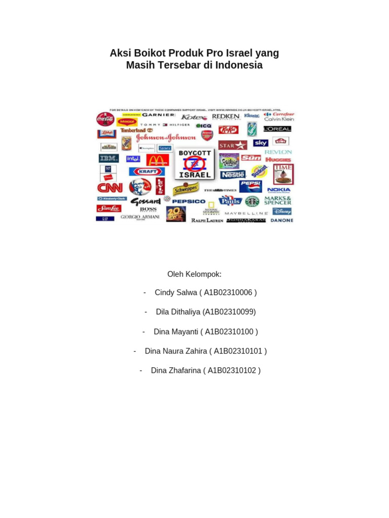 Aksi Boikot Produk Pro Israel Yang | PDF