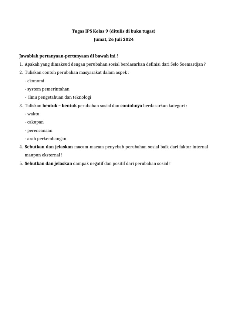 Tugas 1 IPS Kelas 9 | PDF