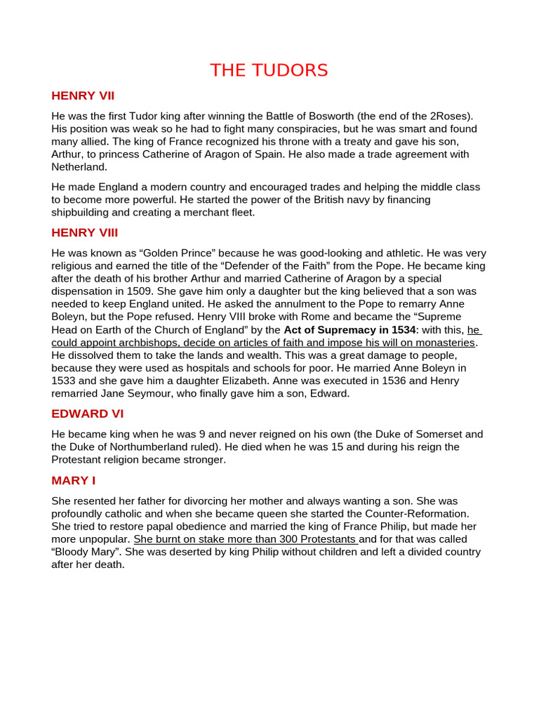 The Tudors Summary | PDF