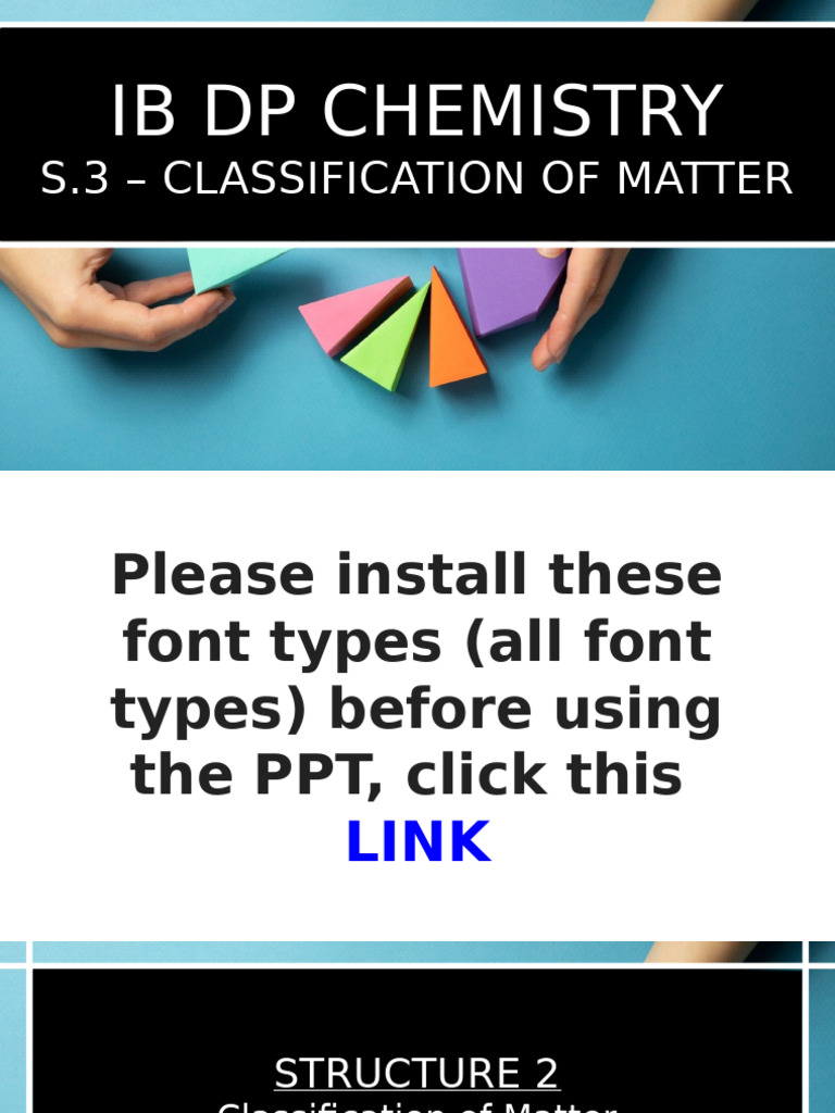 Ib DP Chemistry: S.3 - Classification of Matter | PDF