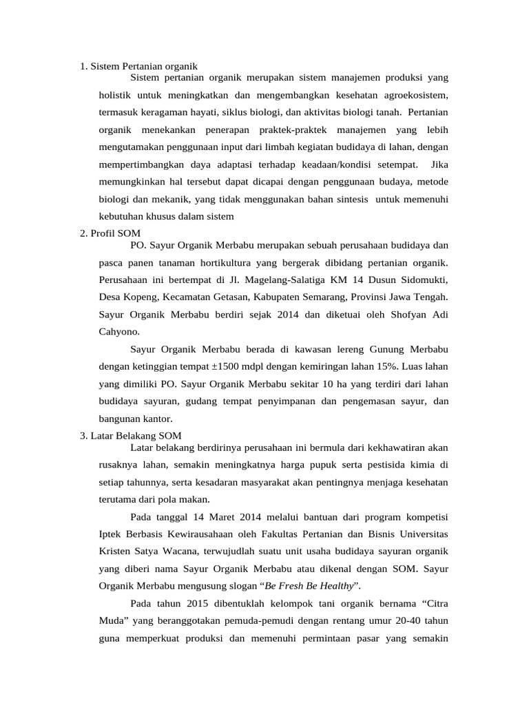 Sistem Pertanian Organik | PDF