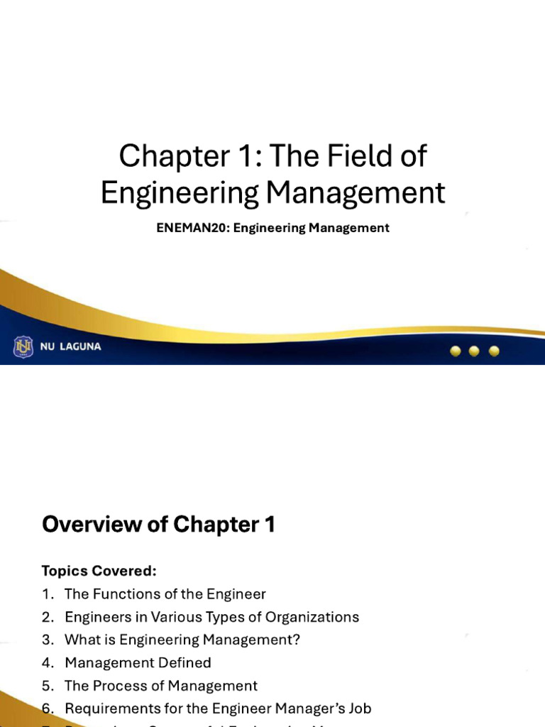 Chapter 1-The Field of Engineering Management | PDF