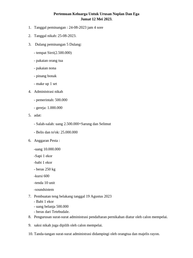 Pertemuan Keluarga Noplan Dan Ega | PDF