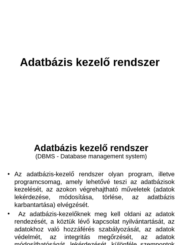 03 - Adatbazis Kezelo Rendszer | PDF