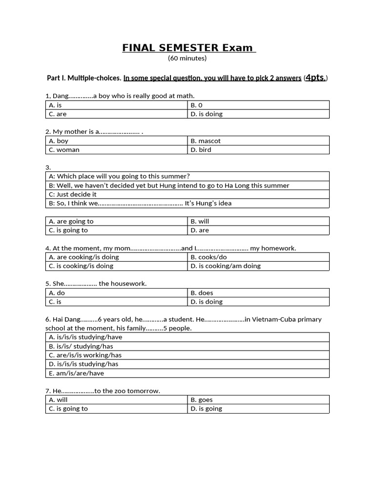 FINAL SEMESTER Exam | PDF