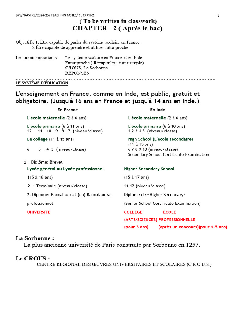 CH - 2 - Apres Le Bac - Docx - Notes | PDF