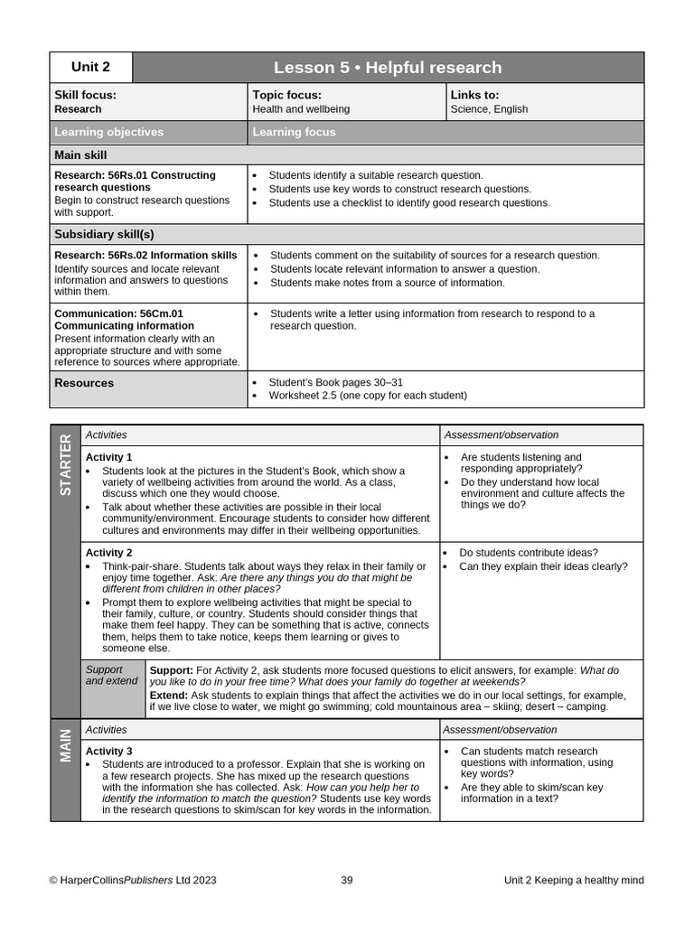 GP6_TG_Unit_2_5_Lesson_Plan | PDF