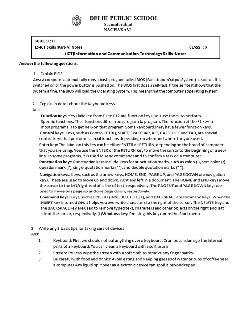 Ict Skills - Class X | PDF