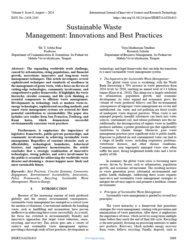Sustainable Waste Management: Innovations and Best Practices | PDF