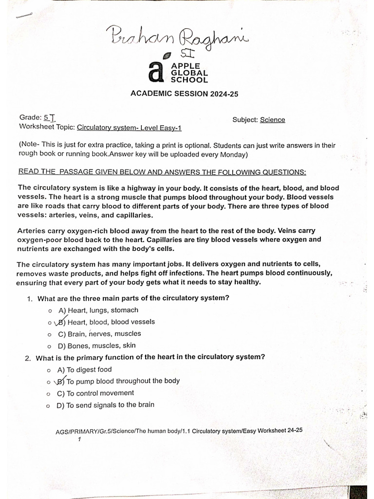 Class 5 CH 1 Human Body | PDF