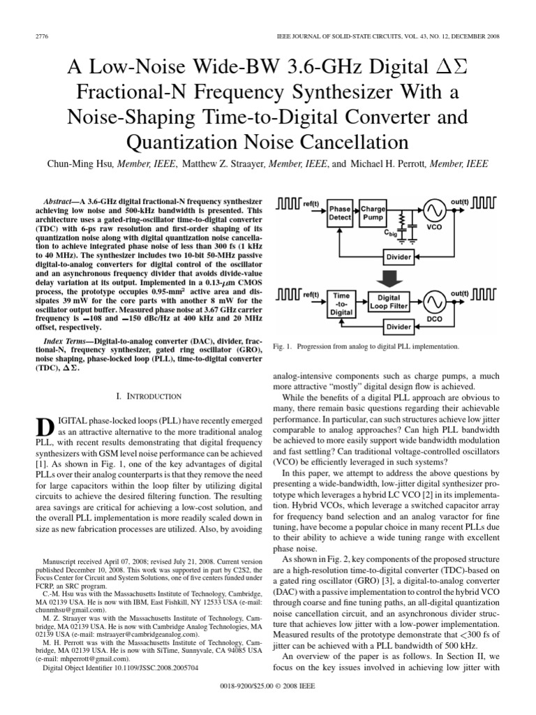 A Low-Noise Wide-BW 3.6-GHz Digital DeltaSigma Fractional-N Frequency ...