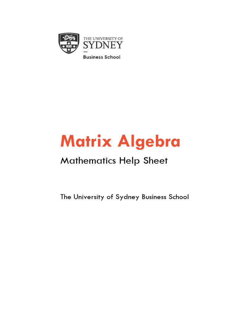 Matrix Algebra | PDF